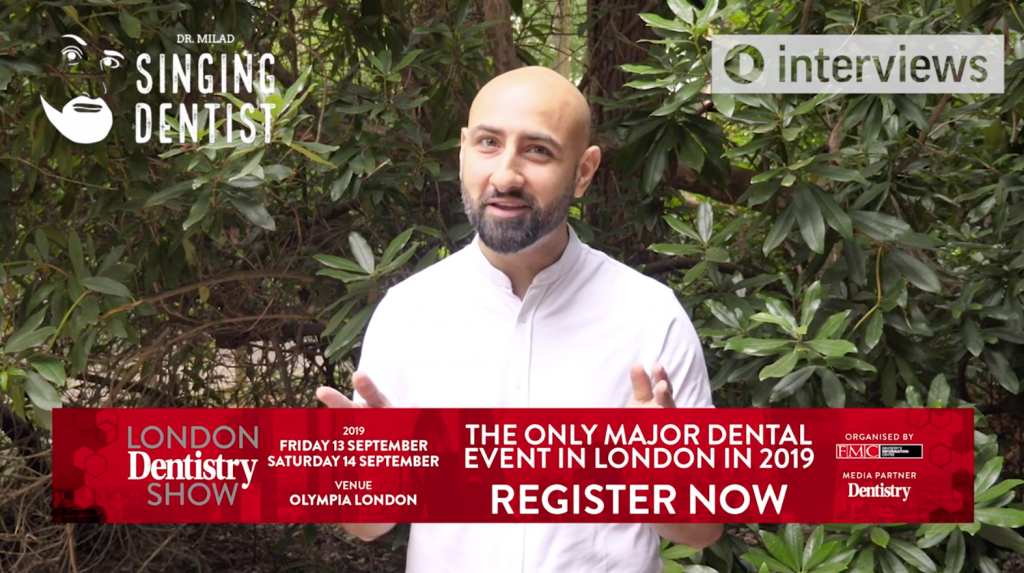 The Singing Dentist introduces his stand at the London Dentistry Show ...